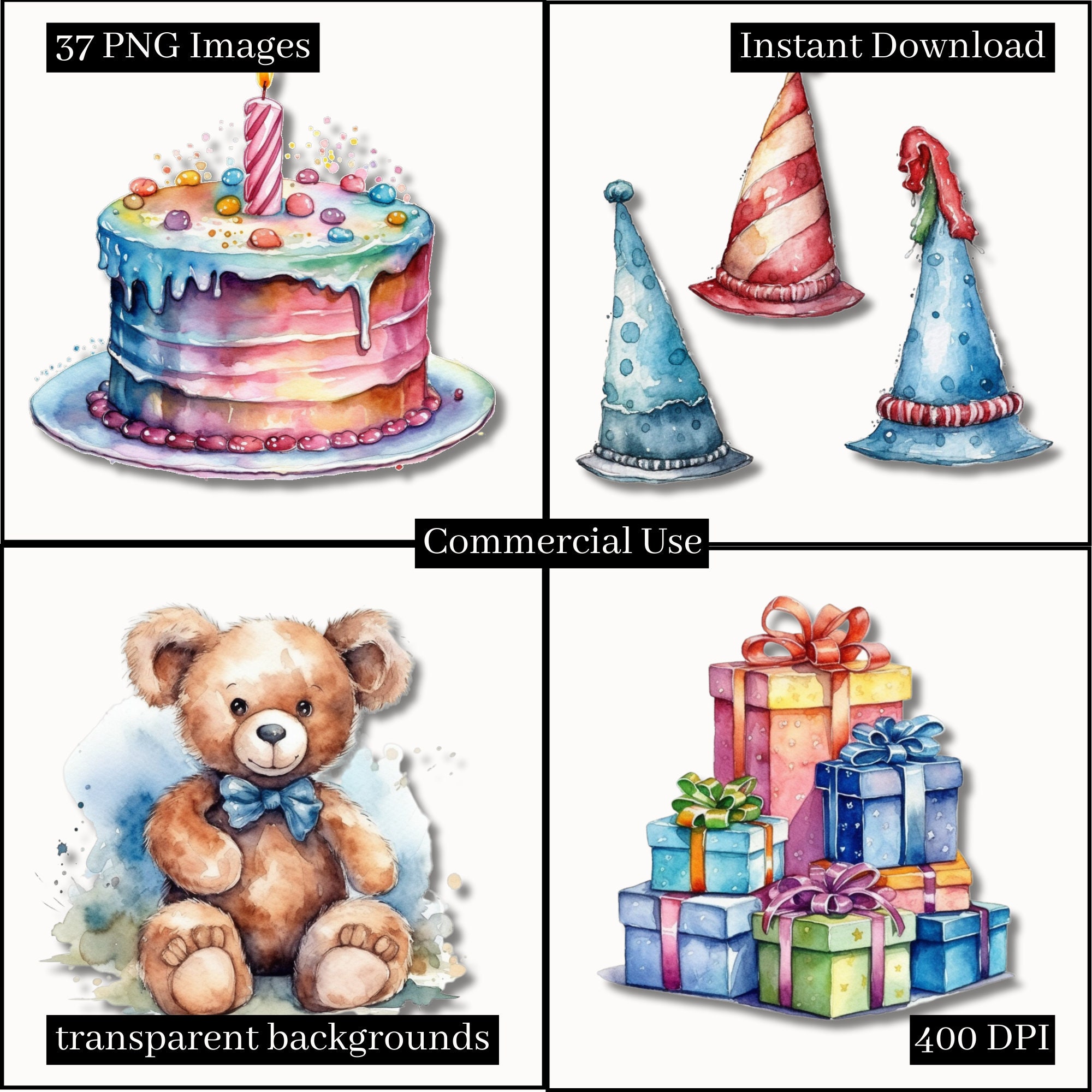 Birthday Clipart Collection PNG Graphics Perfect for DIY - Etsy