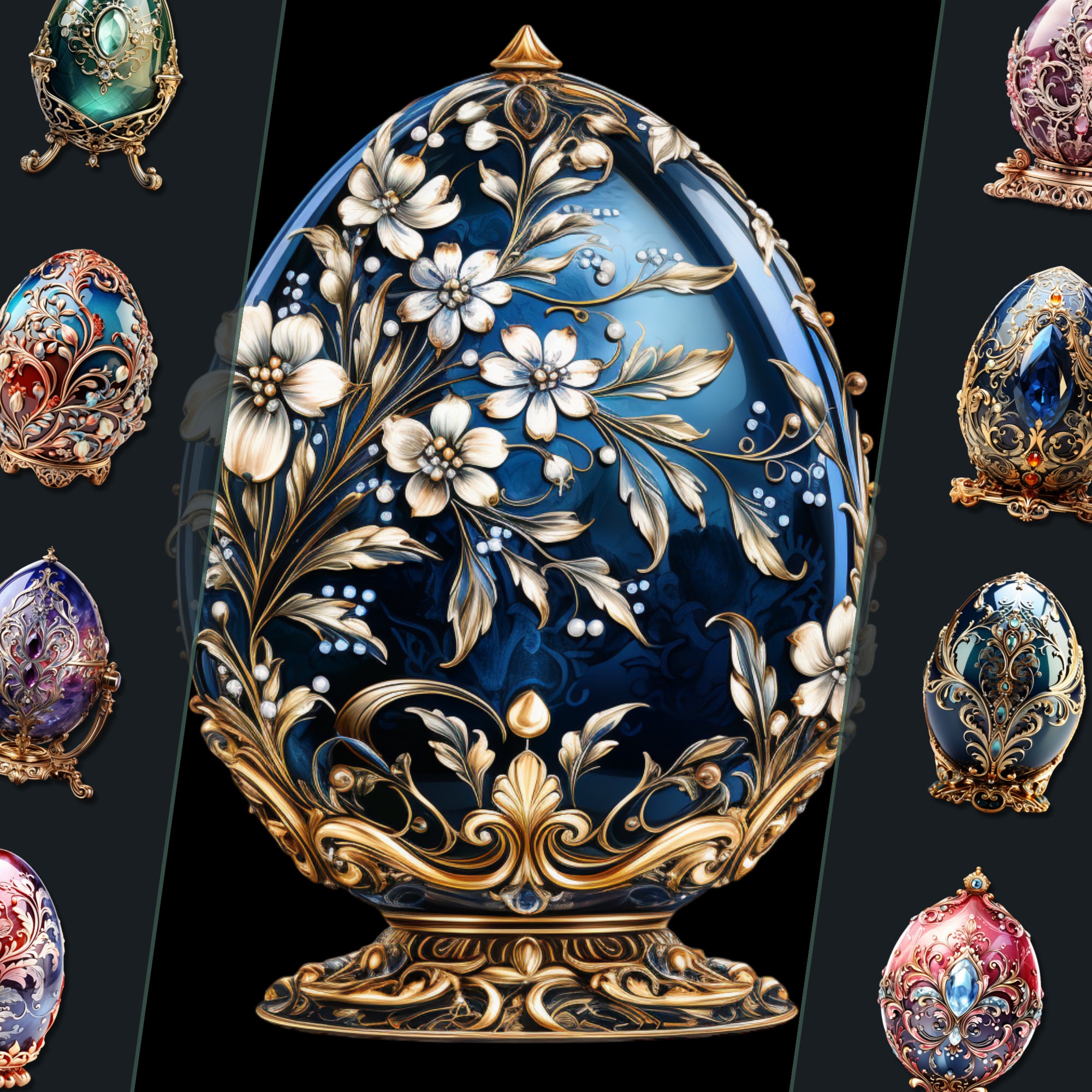 Faberge Egg Clipart Bundle Exquisite Egg-shaped Illustrations, High-res ...