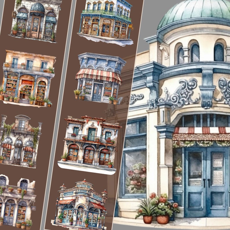 Market Storefront Clipart PNG, Instant Download, Detailed Commercial ...