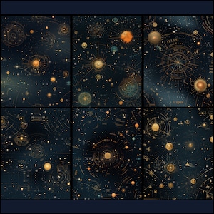 Celestial Star Chart Seamless Patterns Bundle, Astronomical 400 DPI ...