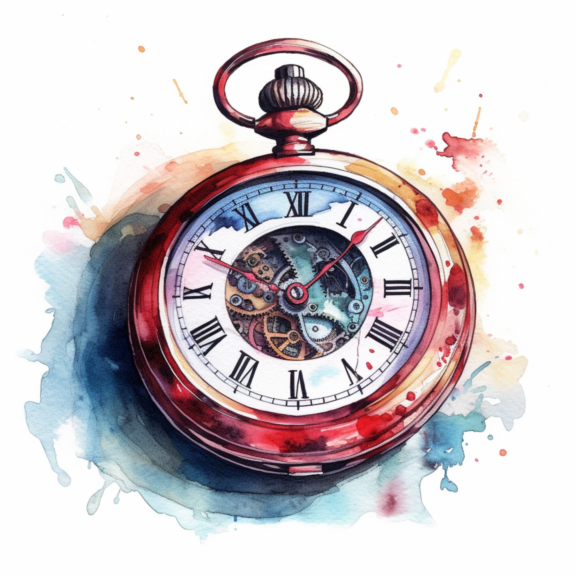 Pocket Watch Clipart Watercolor Collection PNG Graphics - Etsy