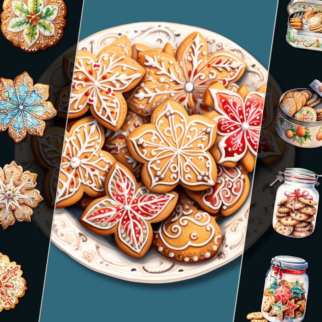 Christmas Cookie Clipart Bundle, PNG, Ideal for Digital Art, Crafts ...
