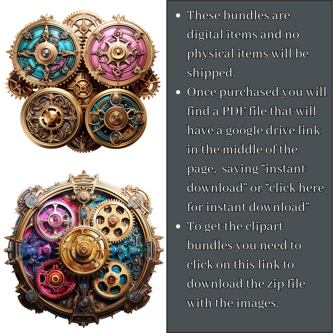 Iridescent Steampunk Cogs and Gears Clipart Bundle, PNG, Digital Art ...