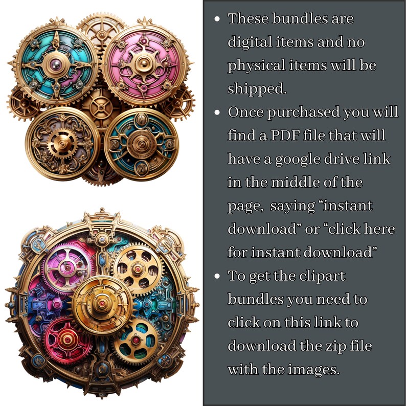 Iridescent Steampunk Cogs and Gears Clipart Bundle, PNG, Digital Art ...