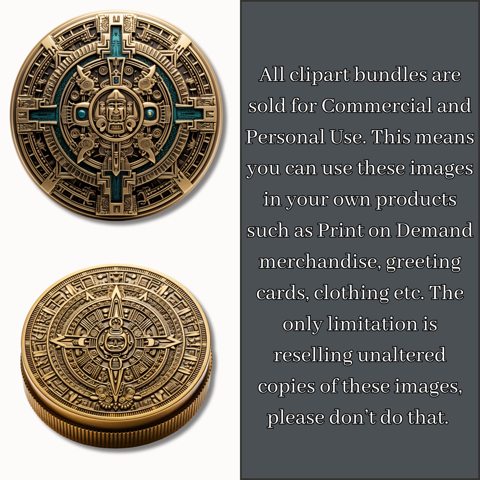 Aztec Gold Coins Clipart Bundle PNG Format for Personal & Commercial ...