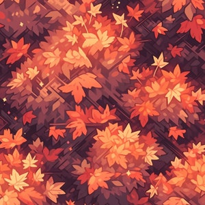 Anime Inspired Autumn Leaves Seamless Patterns Bundle, High-resolution ...