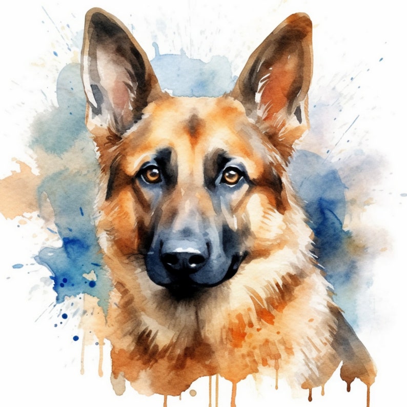 German Shepherd Clipart Watercolor Collection Lifelike - Etsy