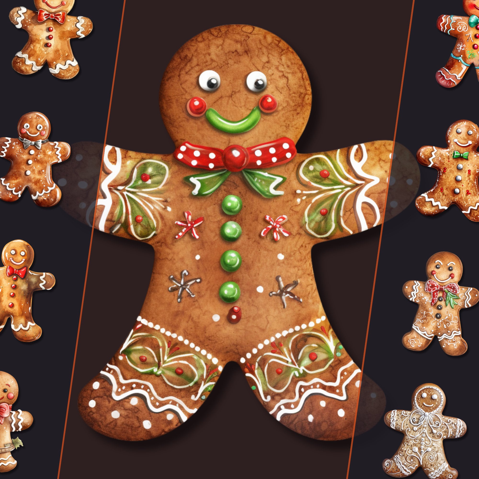 Gingerbread Man Clipart Bundle PNG Format for Junk Journals - Etsy