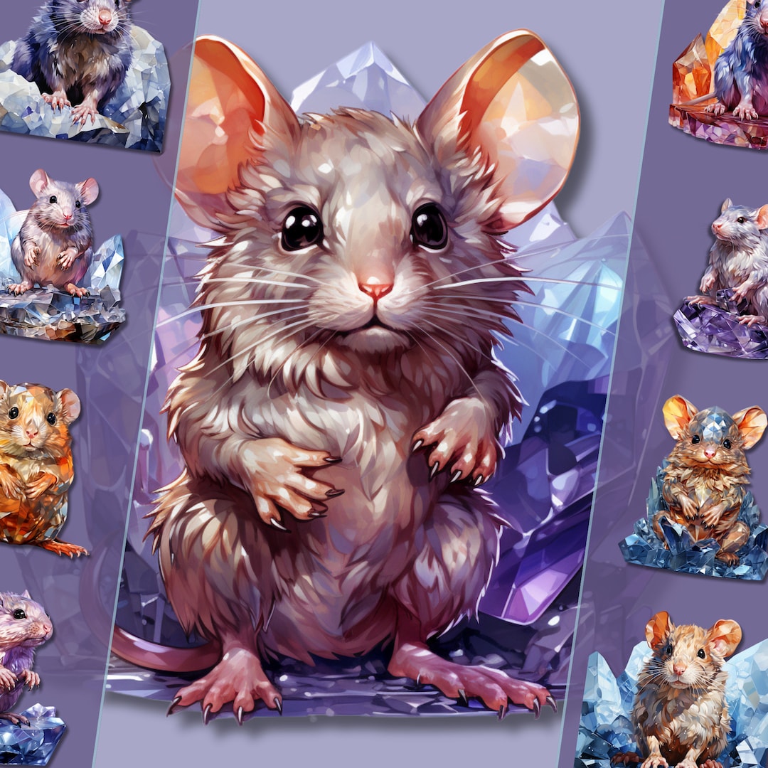 Mystical Crystal Rat Clipart Bundle, PNG Format, Artistic Creations and ...