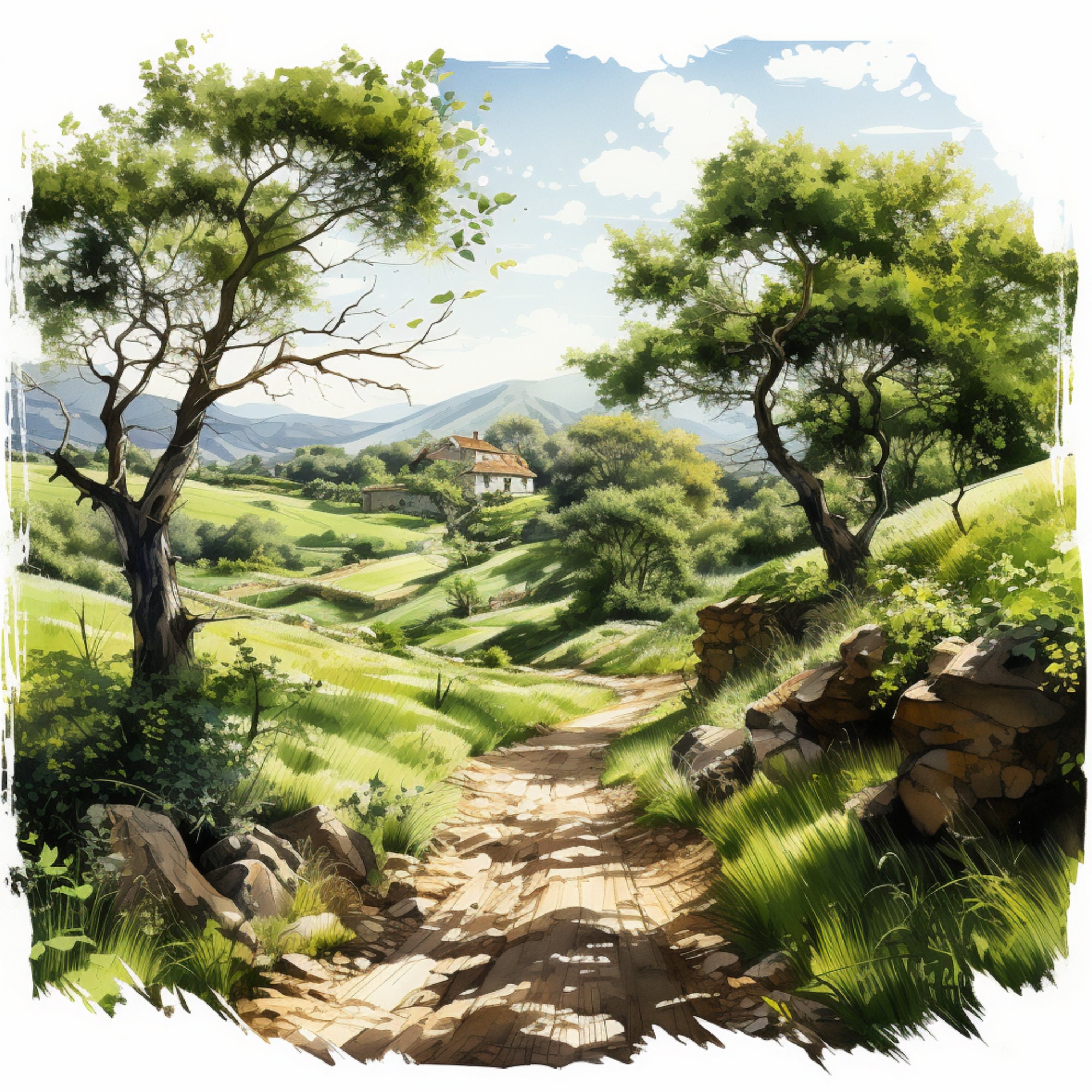 Countryside Walk Clipart Bundle PNG Format for Artistic - Etsy