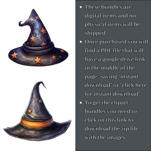 Cute Cartoon Halloween Witch Hat Clipart Bundle, PNG, for Digital Art ...