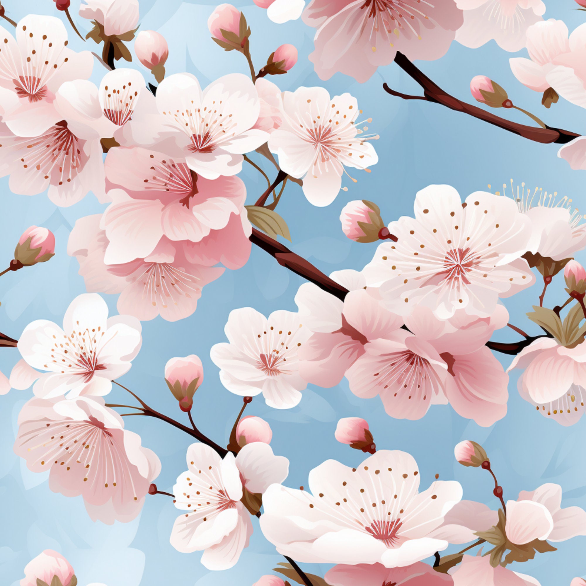 Cherry Blossom Seamless Patterns Bundle Delicate 400 DPI - Etsy