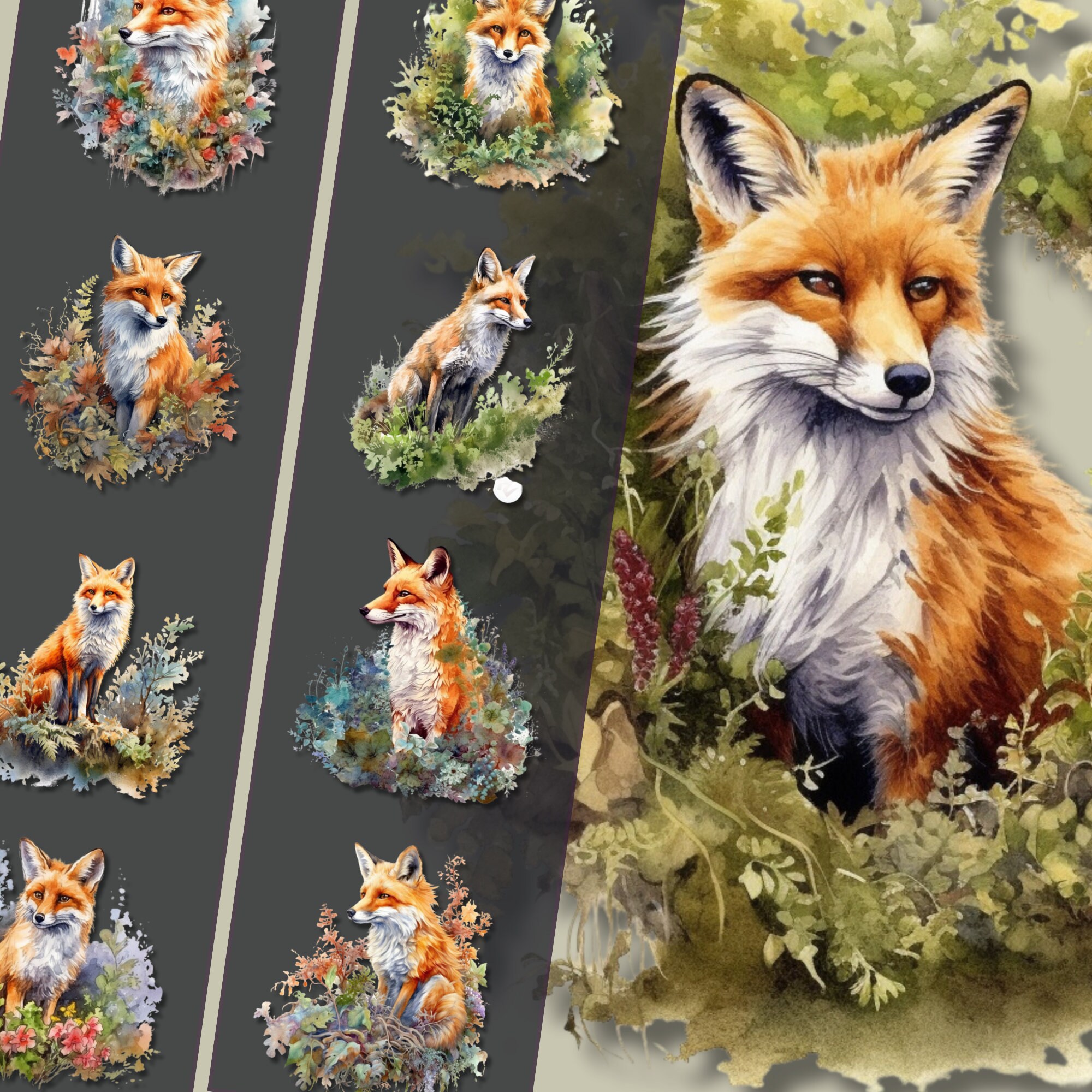 Hedgerow Fox Clipart Bundle Whimsical Fox Illustrations PNG - Etsy
