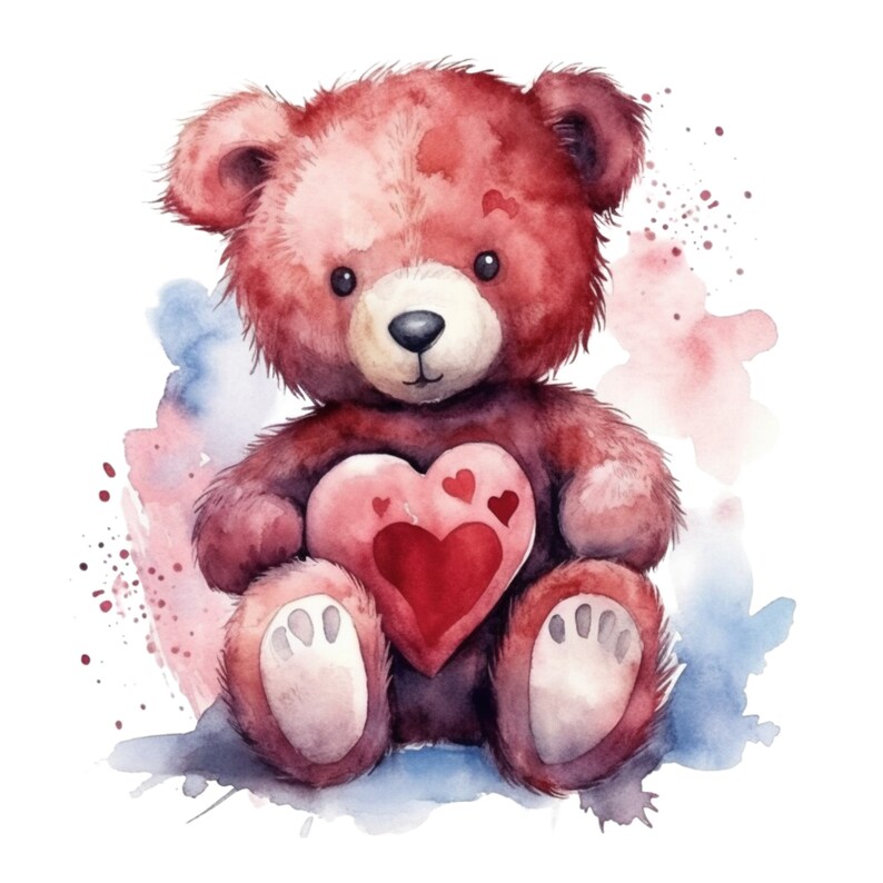 Teddy Bear With Heart Clipart Set PNG Images HD 400 DPI, Love-themed ...