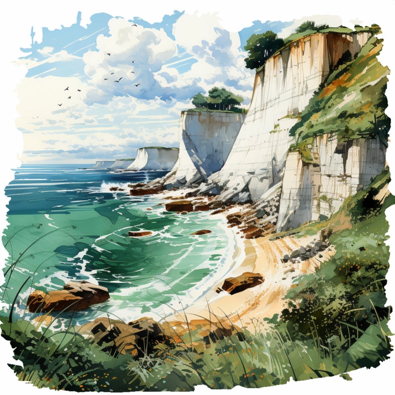 White Cliffs of Dover Clipart Bundle White Background - Etsy