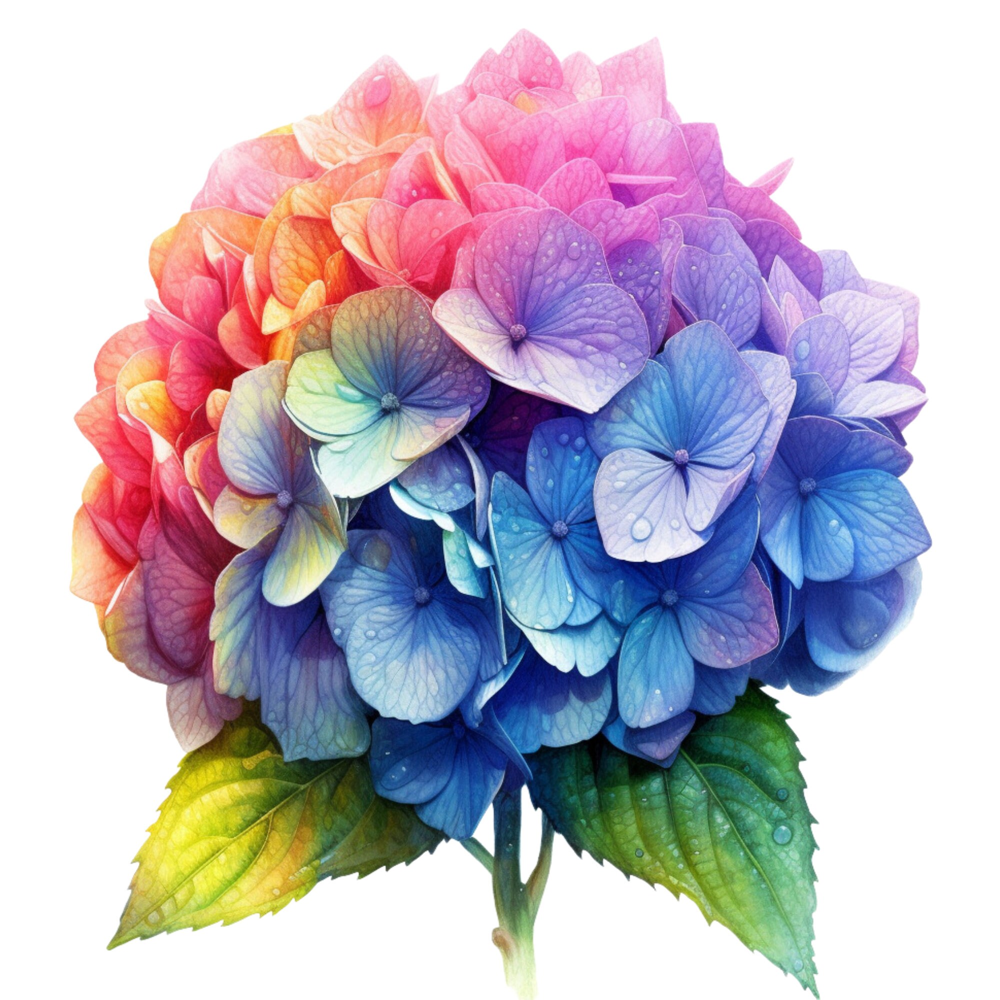 Rainbow Hydrangea Clipart Bundle High-resolution PNG Files - Etsy