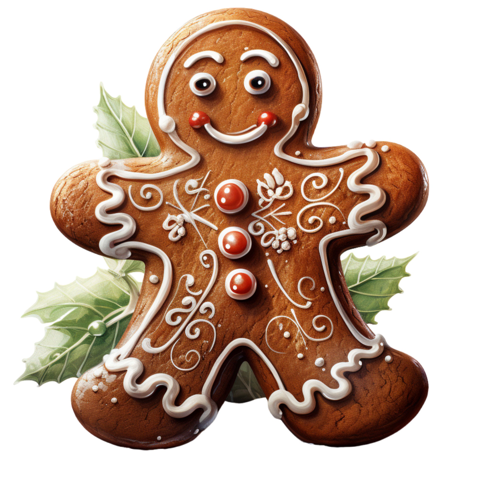 Christmas Gingerbread Man Clipart Bundle PNG Files for - Etsy