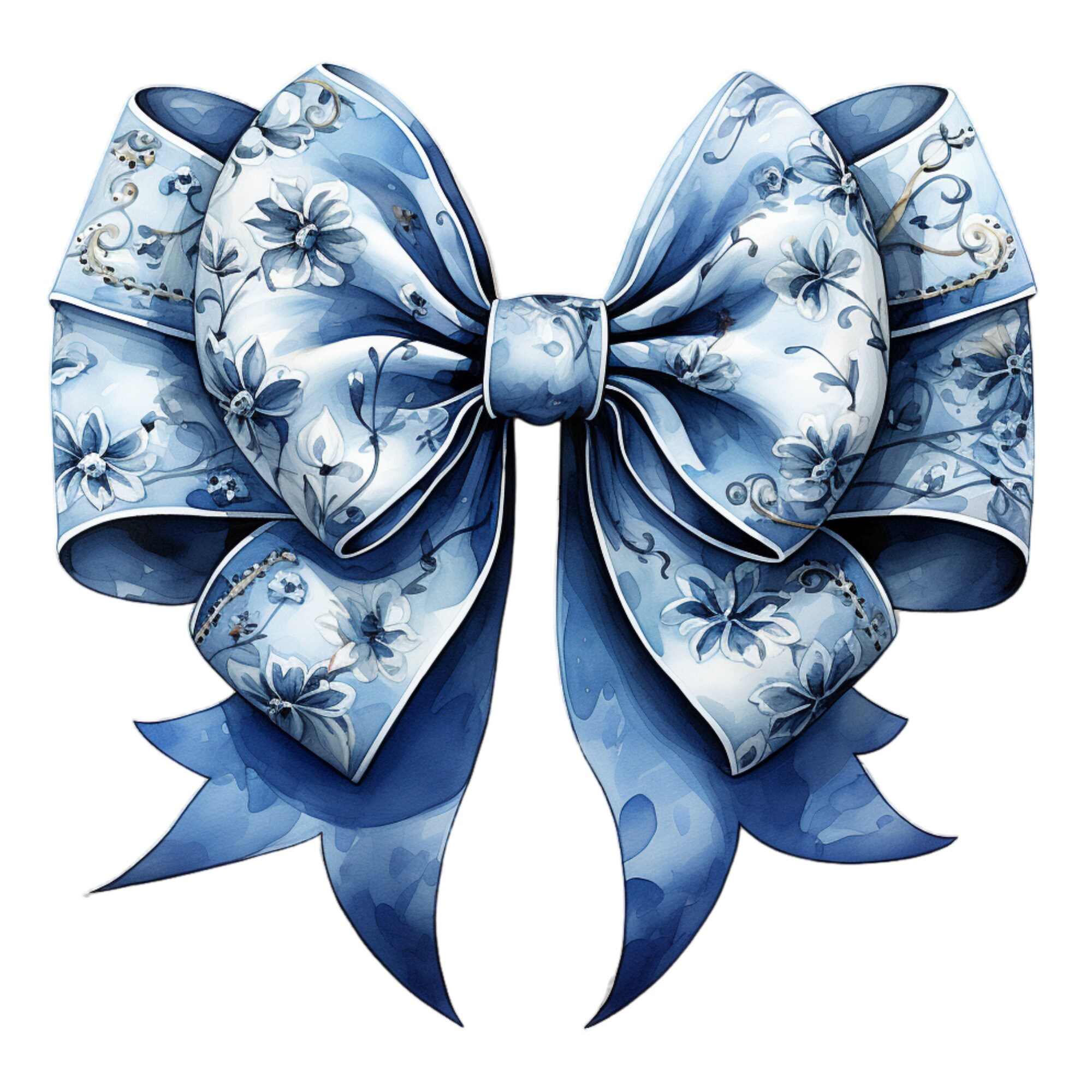 Blue and White Bow Clipart Bundle, Elegant Bow Designs in PNG Format ...