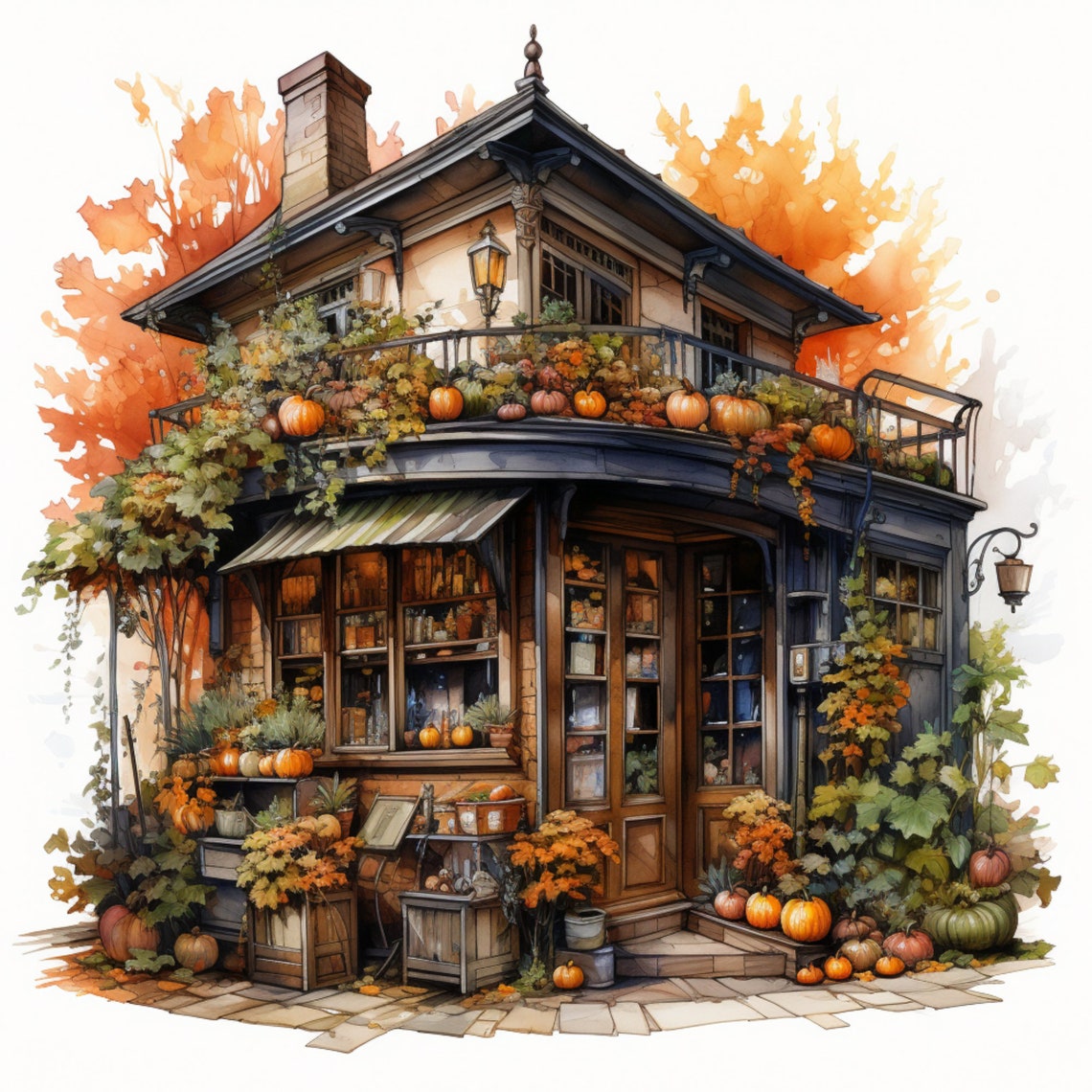 Autumn Store Fron Clipart Bundle PNG Format for Artistic - Etsy