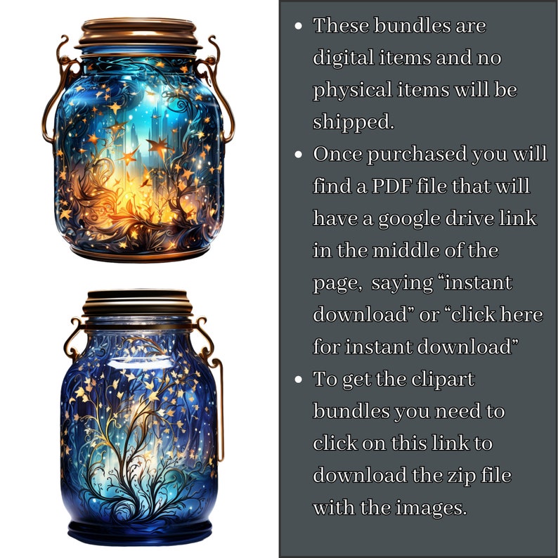 Jar With Fairy Lights Clipart Bundle PNG Format for Artistic - Etsy