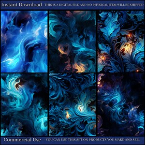 Abstract Blue Fire Seamless Patterns Bundle, Mystical 400 DPI, 10x10 ...