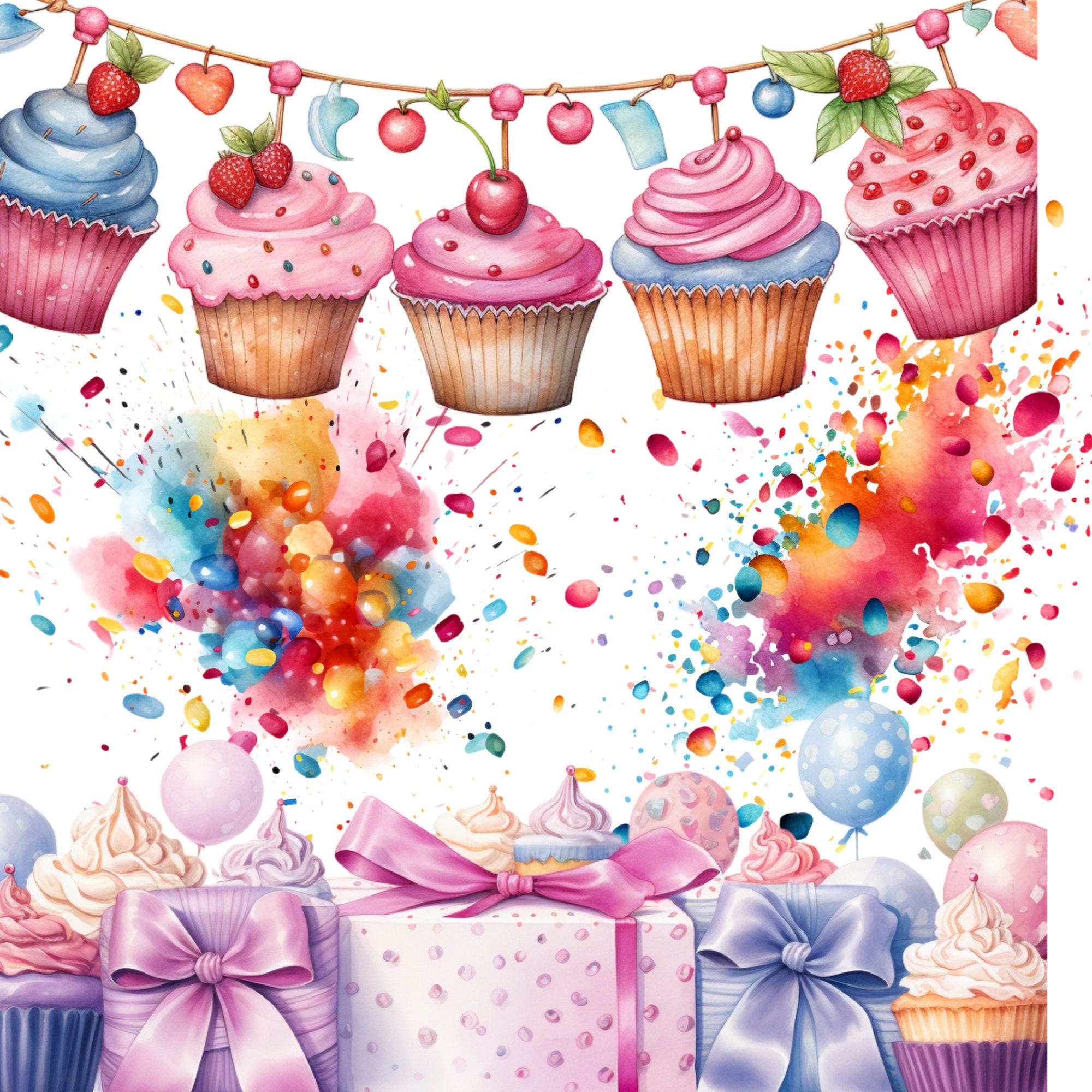 Birthday Party Clipart Bundle Celebratory Illustrations - Etsy