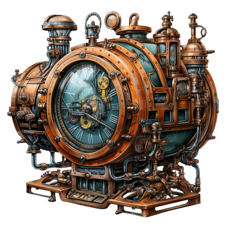 Steampunk Engine Clipart Bundle PNG Clipart Mechanical Gears - Etsy