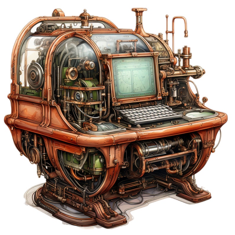 Steampunk Computer PNG Clipart Bundle for Personal & - Etsy