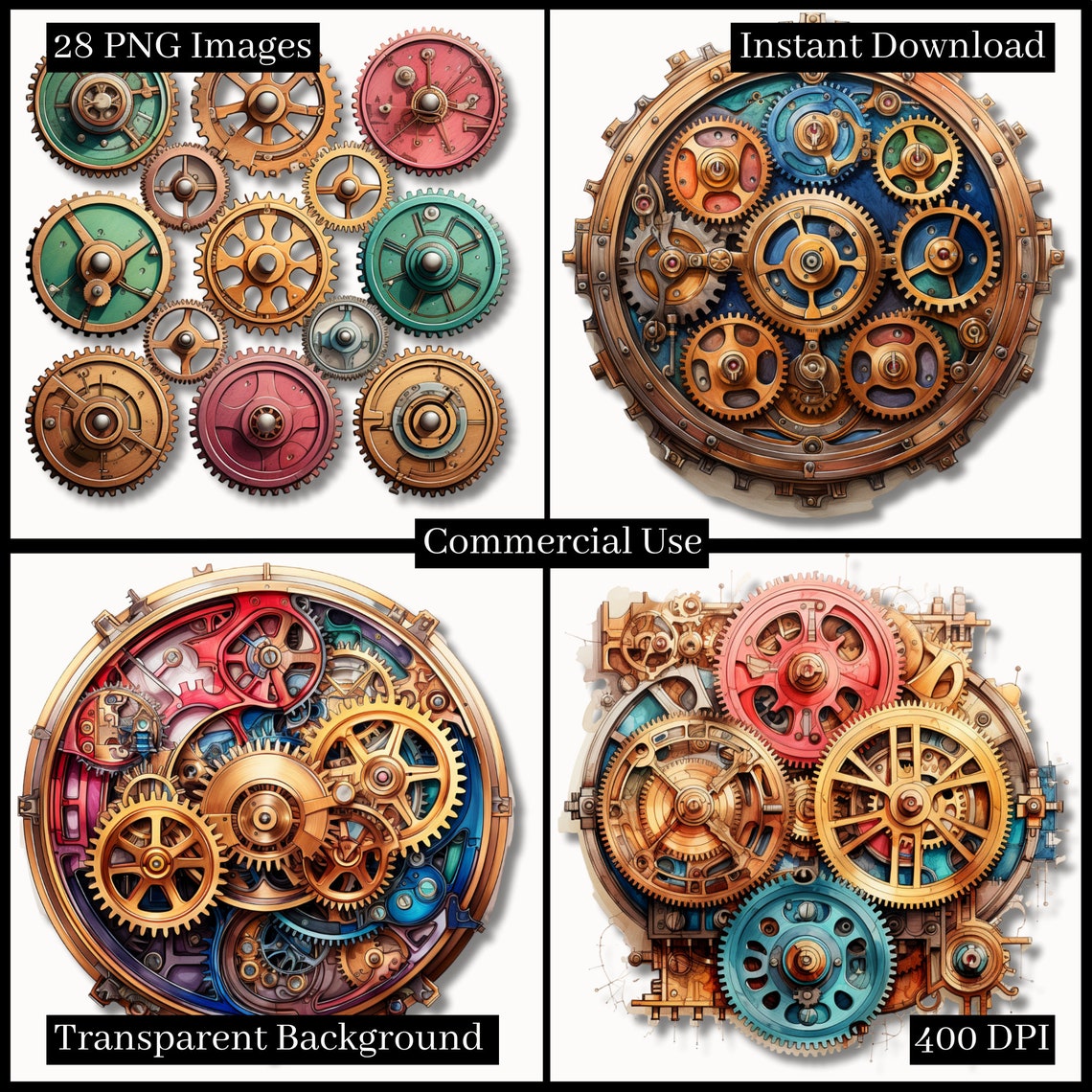 Steampunk Cogs and Gears Clipart Bundle Vintage Gear - Etsy Australia