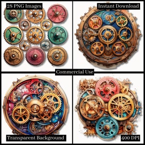 Steampunk Cogs and Gears Clipart Bundle - Vintage Gear Illustrations ...