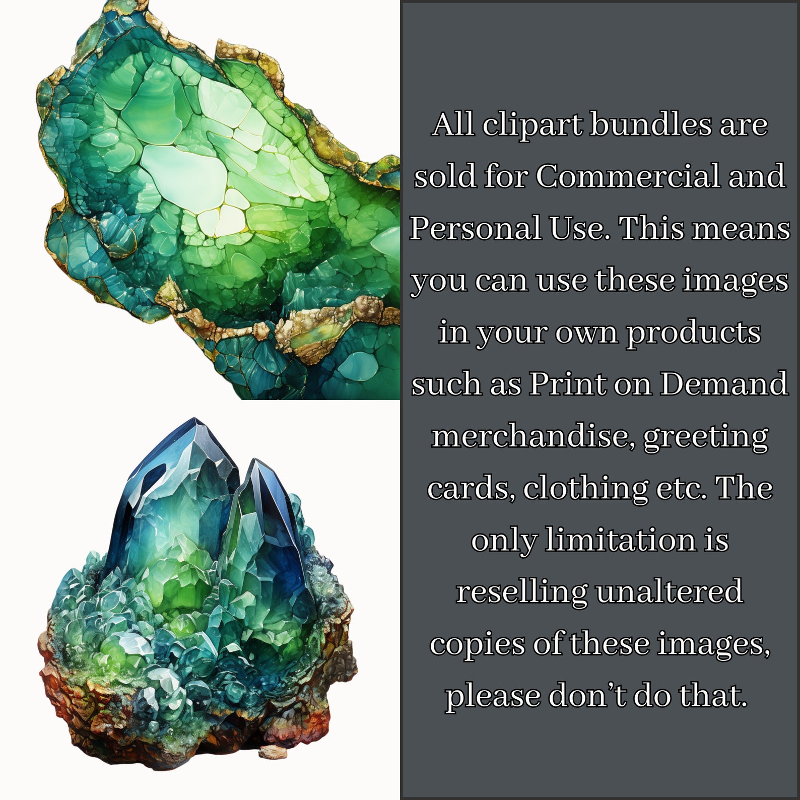 Green Geode Clipart Bundle PNG Ideal for Digital Artjunk - Etsy