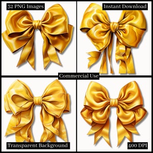 Yellow Bow Clipart Bundle – PNG Format for Personal & Commercial Use ...