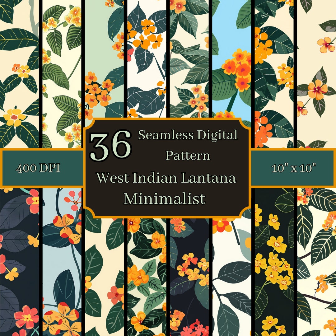 Minimalist West Indian Lantana Seamless Patterns Bundle, High ...