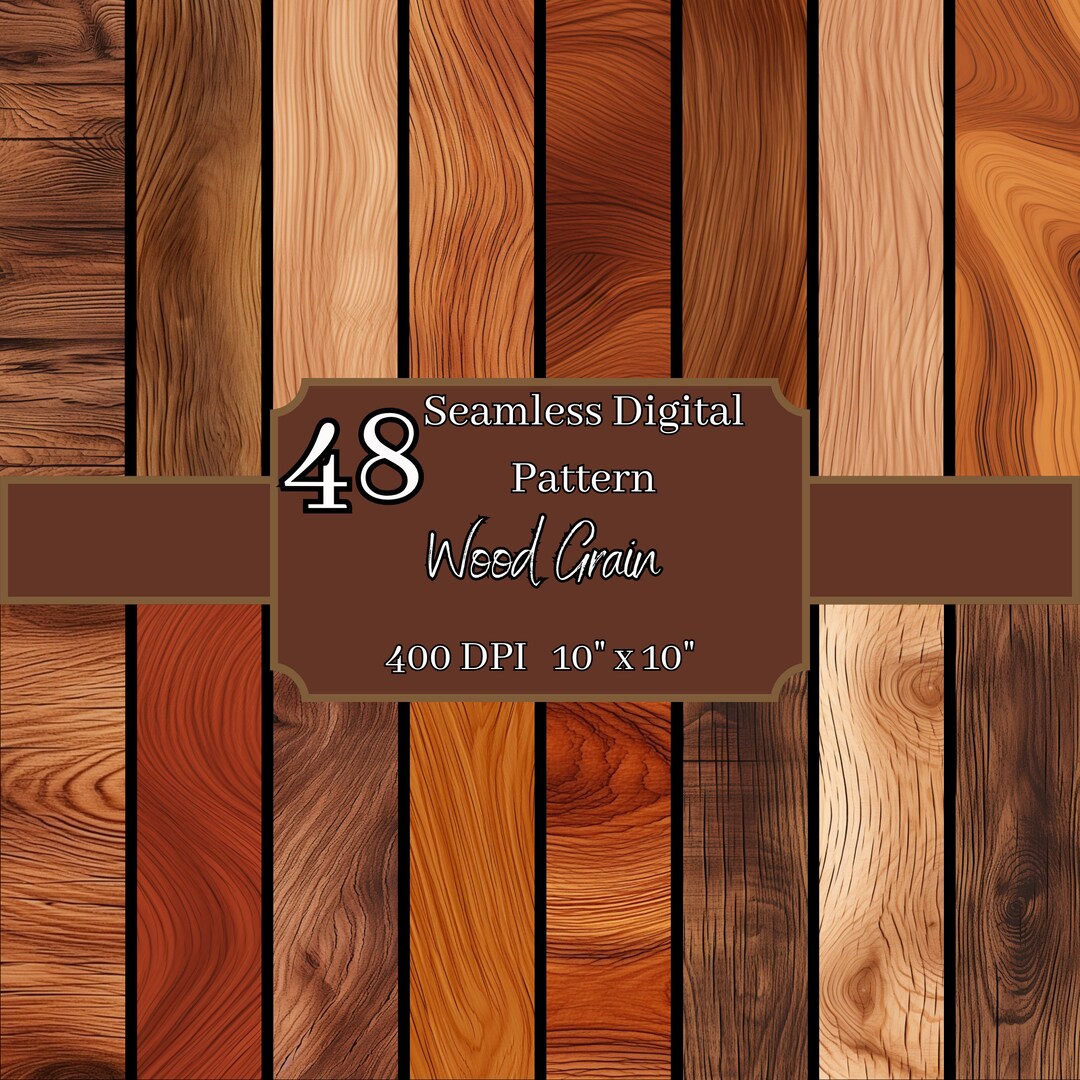 Wood Grain Seamless Patterns Bundle, High-resolution 400 DPI, 10x10 ...