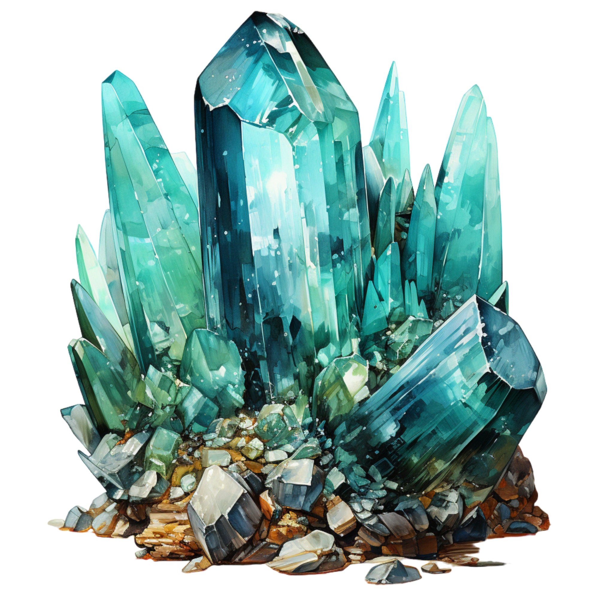 Turquoise Gemstone PNG Clipart Bundle for Personal & Commercial Use ...