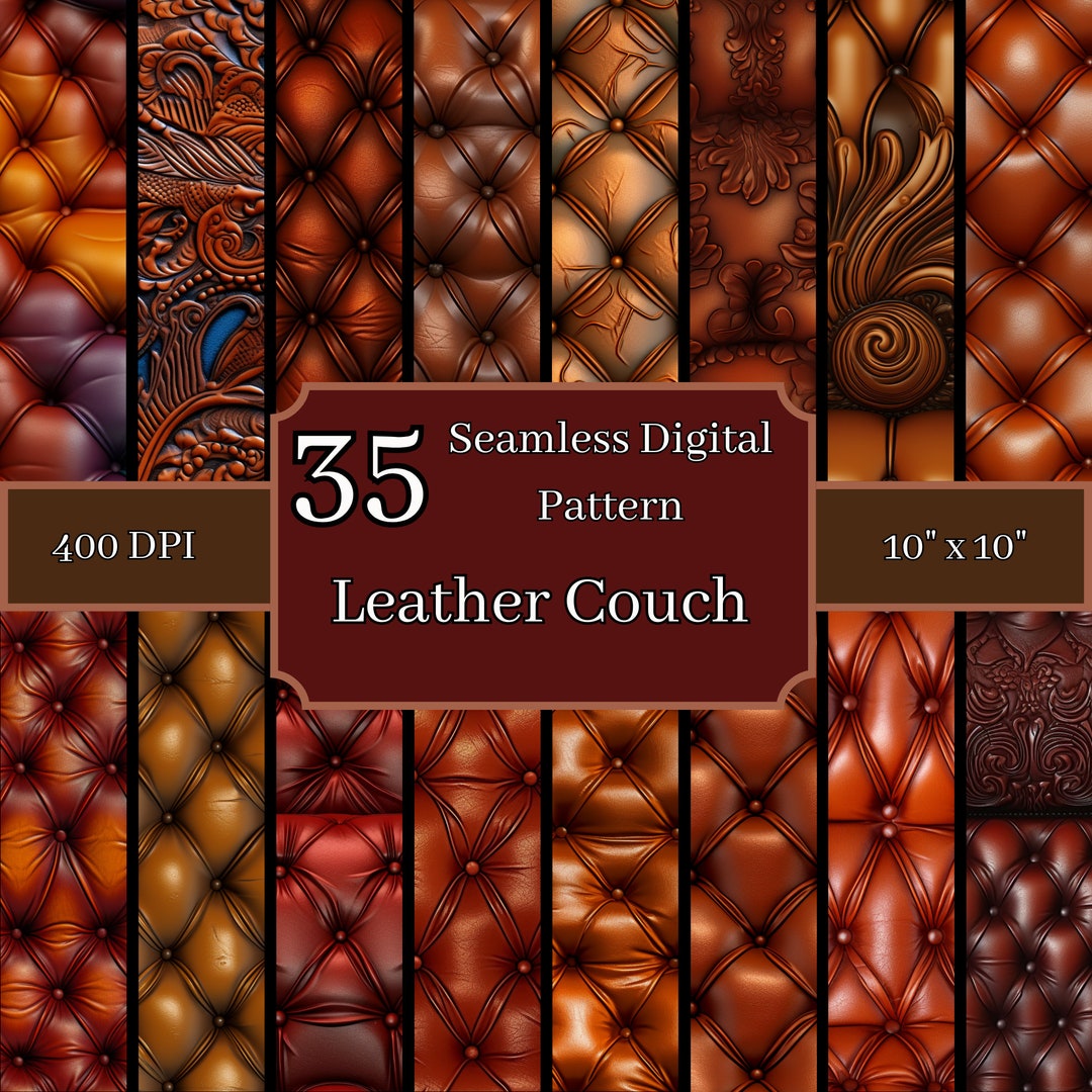 Leather Couch Seamless Patterns Bundle, High-resolution 400 DPI, 10x10 ...