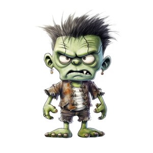 Cute Cartoon Frankenstein Monster Clipart Bundle, PNG, for Digital Art ...