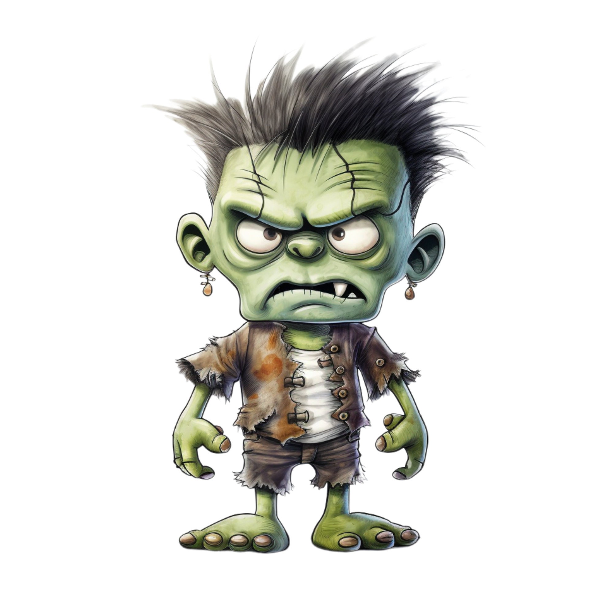 Cute Cartoon Frankenstein Monster Clipart Bundle, PNG, for Digital Art ...
