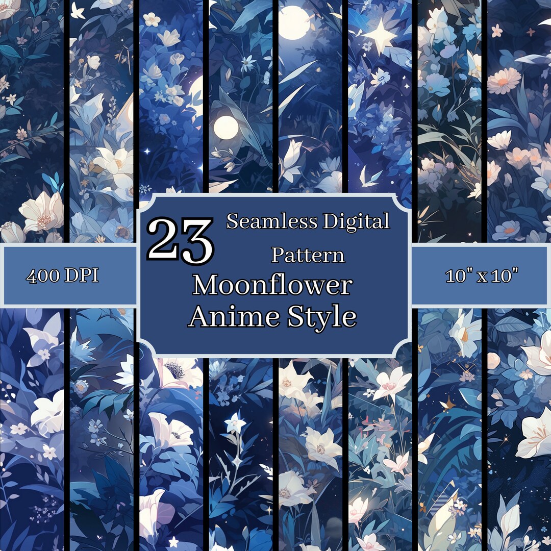 Moonflower Anime Seamless Patterns Bundle, High-resolution 400 DPI ...