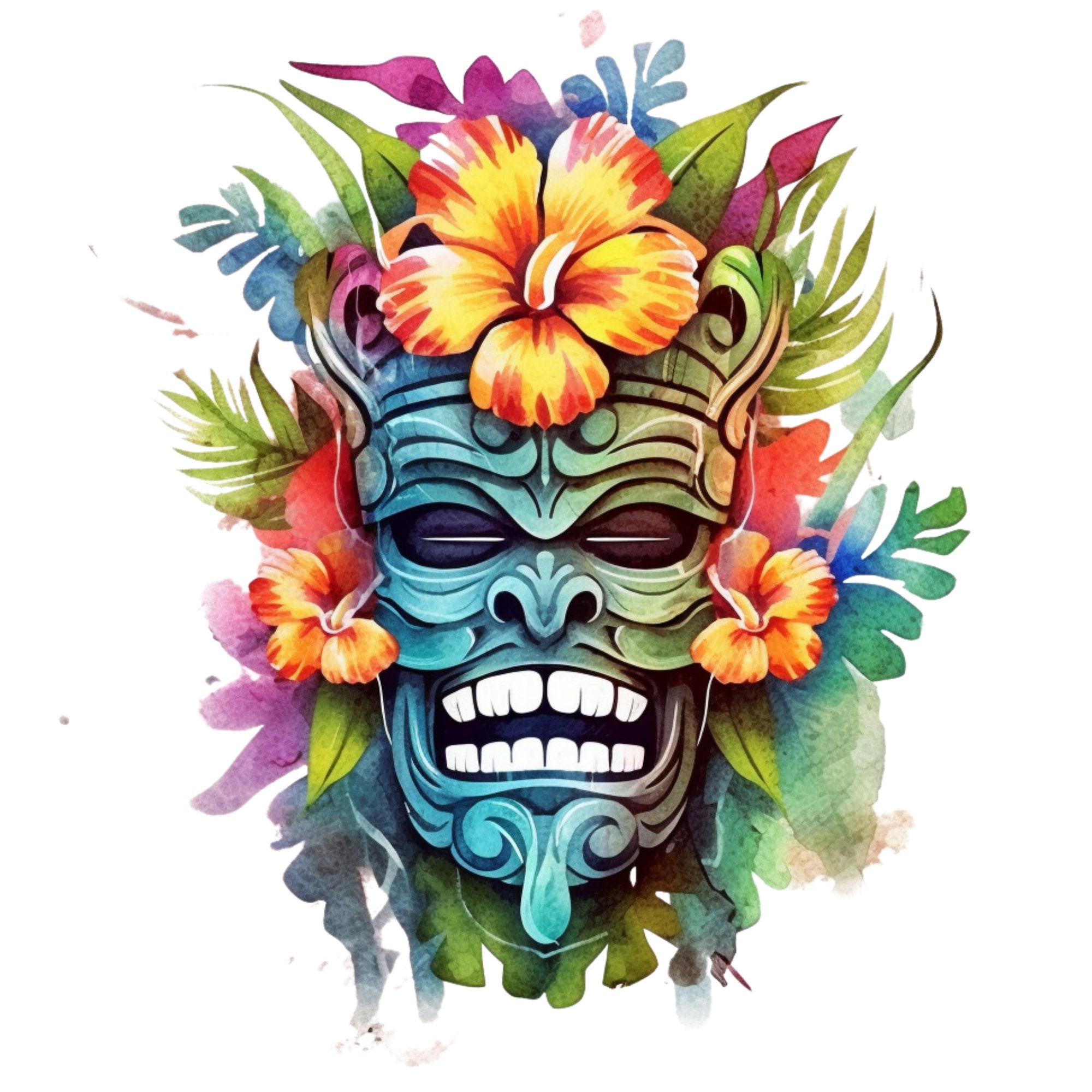 Tiki Mask Clipart Set PNG Tiki Mask Clipart Instant Download - Etsy