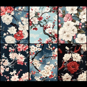 Vintage Rococo Cherry Blossoms Seamless Patterns Bundle, High ...