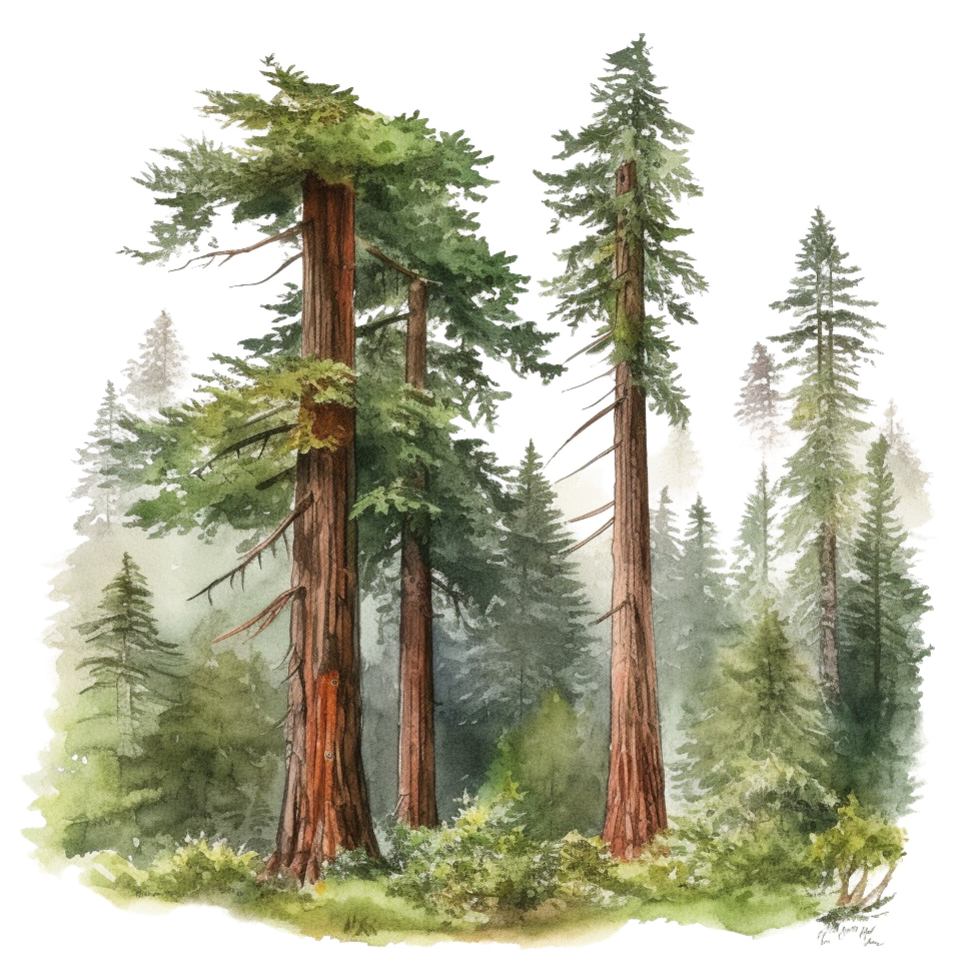 Redwood Tree Clipart Collection PNG Graphics Perfect for DIY - Etsy