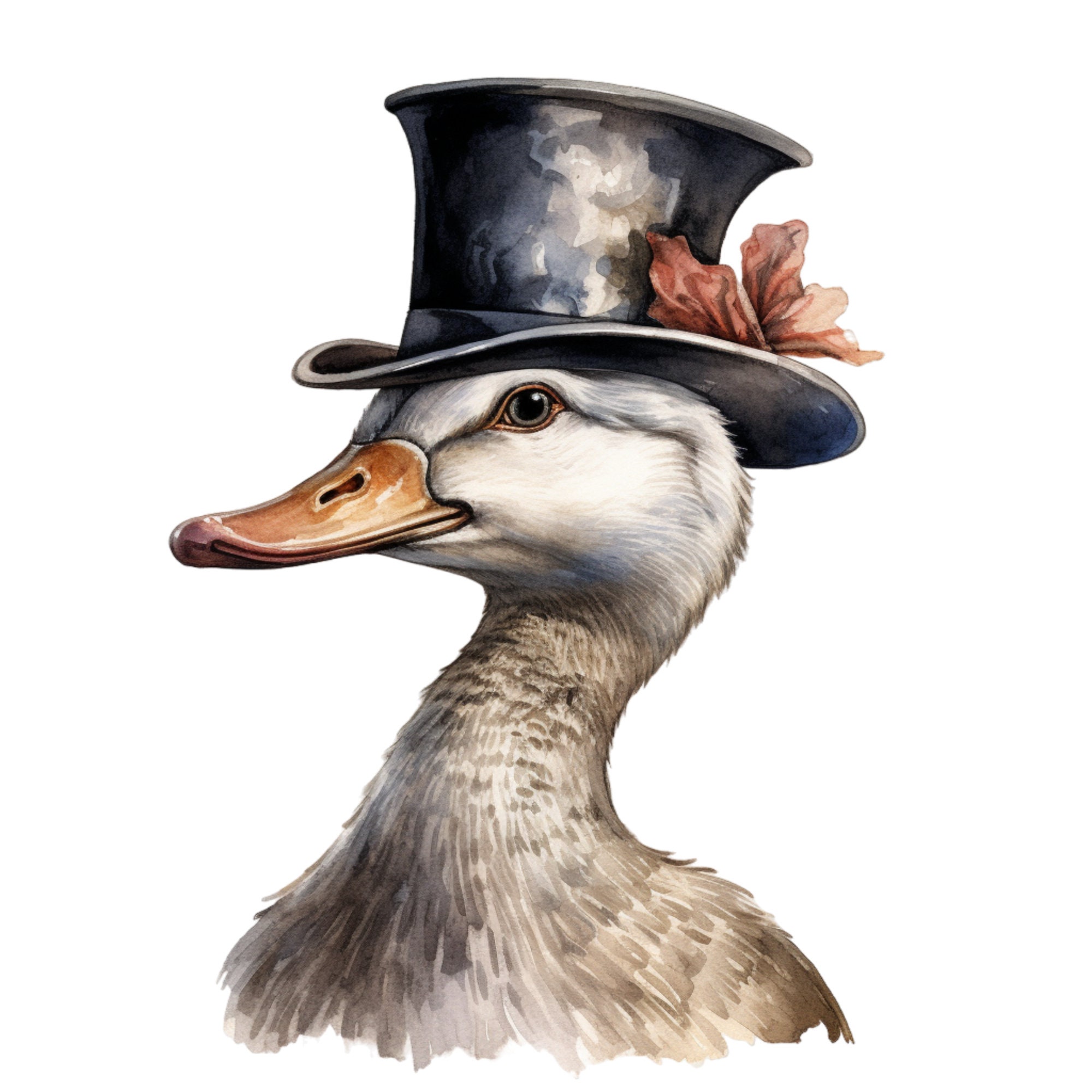 Goose Wearing a Top Hat Clipart Bundle PNG Format Junk - Etsy