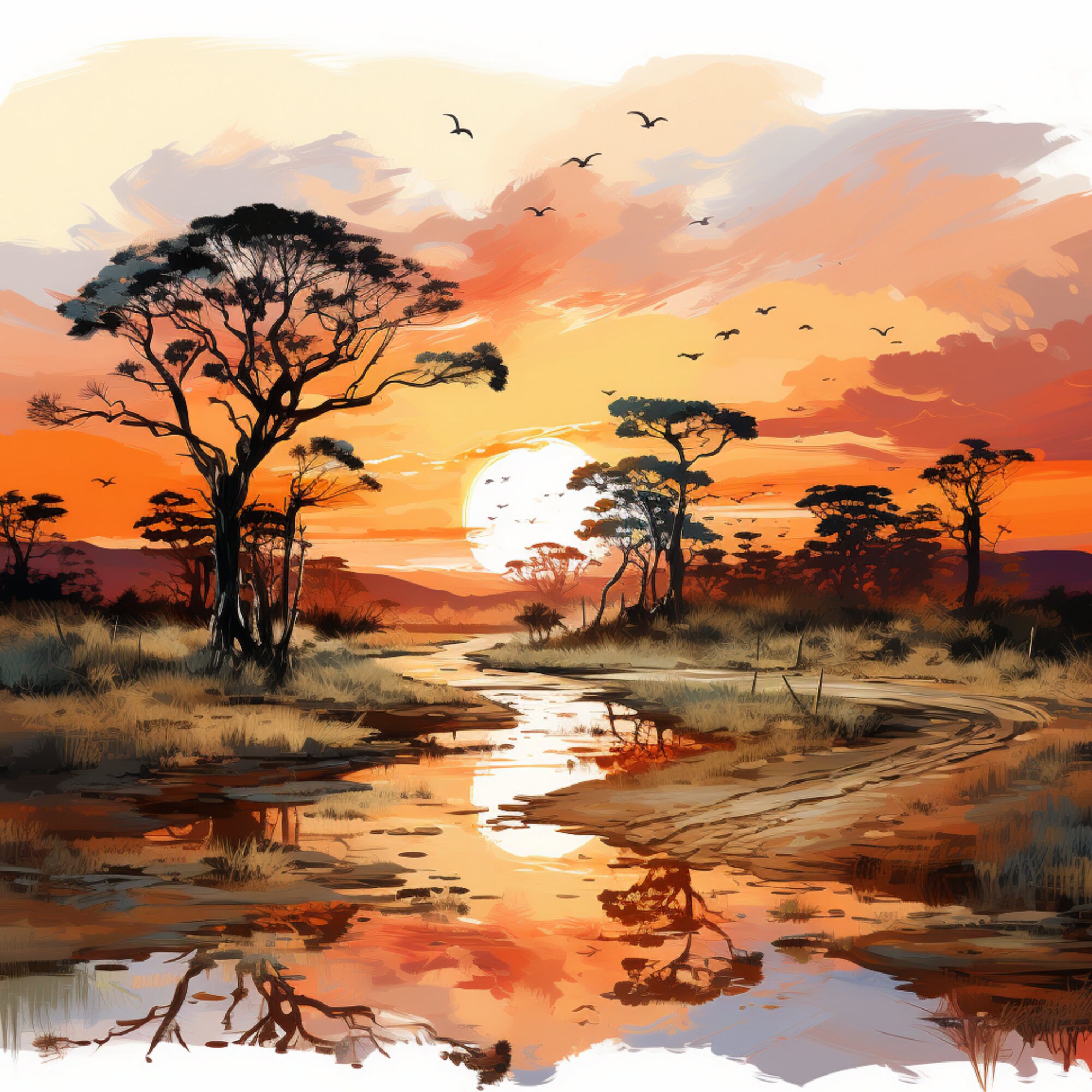 African Sunset Clipart Bundle High-resolution PNG Files,for Personal ...