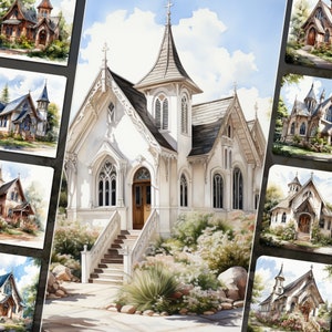 Wedding Chapel Clipart Bundle – White Background, Romantic Sanctuary ...