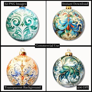Christmas Bauble Clipart Bundle, PNG, Ideal for Digital Art, Crafts ...