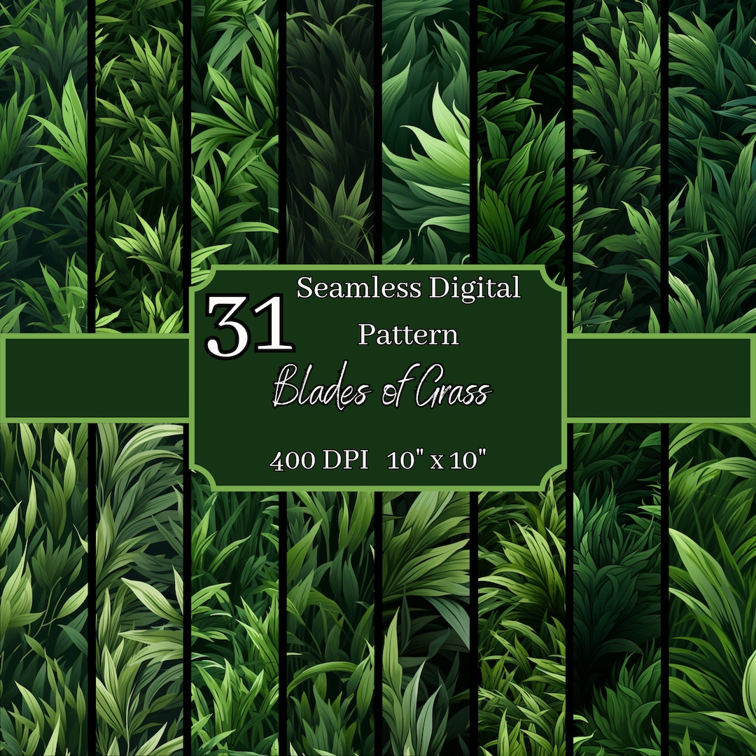 Blades of Grass Seamless Patterns Bundle, Natural 400 DPI, 10x10 Inch ...
