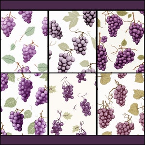 Minimalistic Grapes Seamless Patterns Bundle, Refined 400 DPI, 10x10 ...