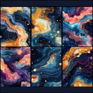 Celestial Agate Seamless Patterns Bundle, Mystical 400 DPI, 10x10 Inch ...