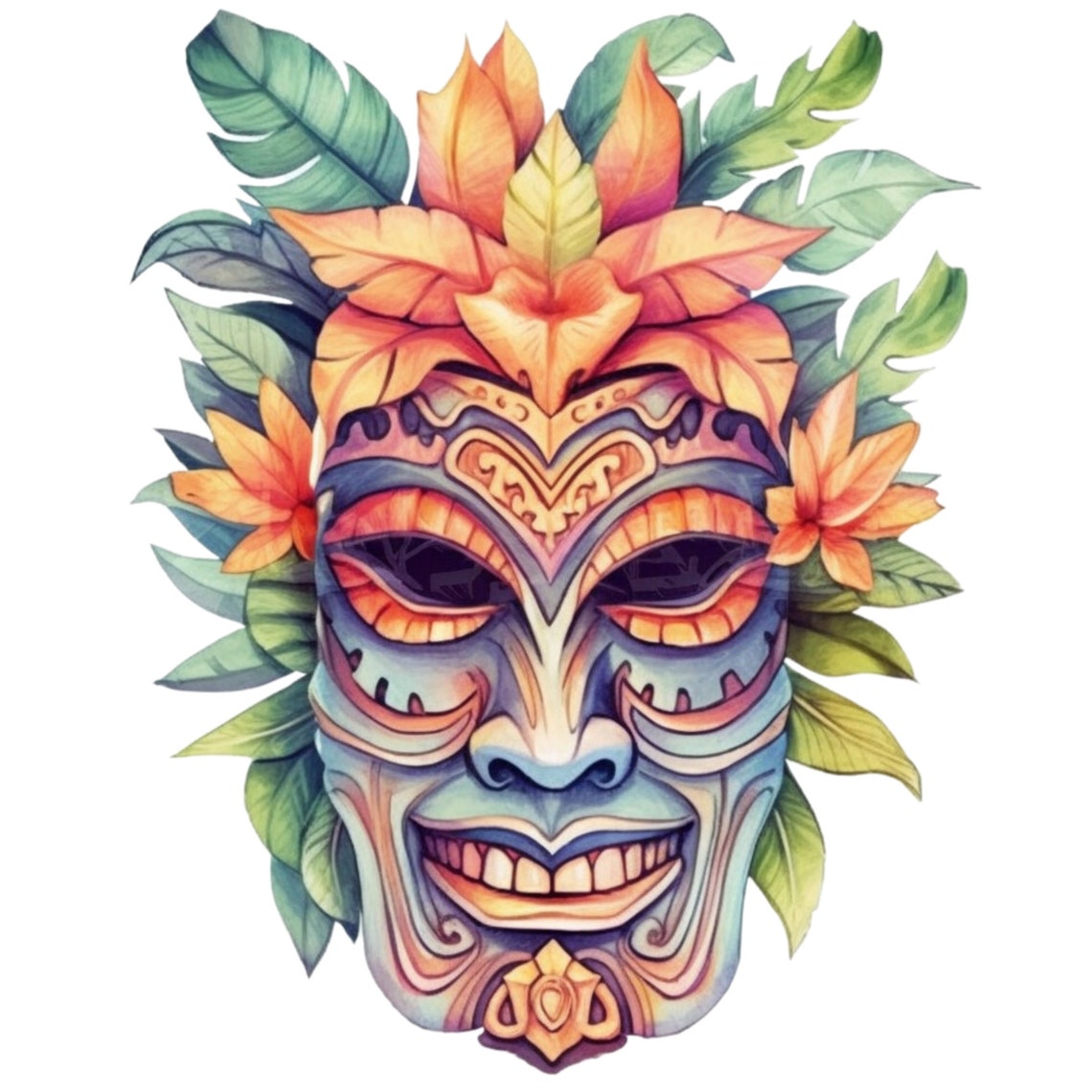 Tiki Mask Clipart Set PNG Tiki Mask Clipart Instant Download - Etsy